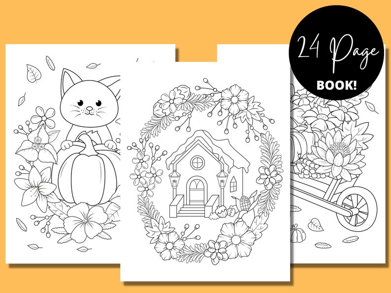 Autumn Coloring Book, Adult Coloring Book, Autumn Gifts, Custom ...