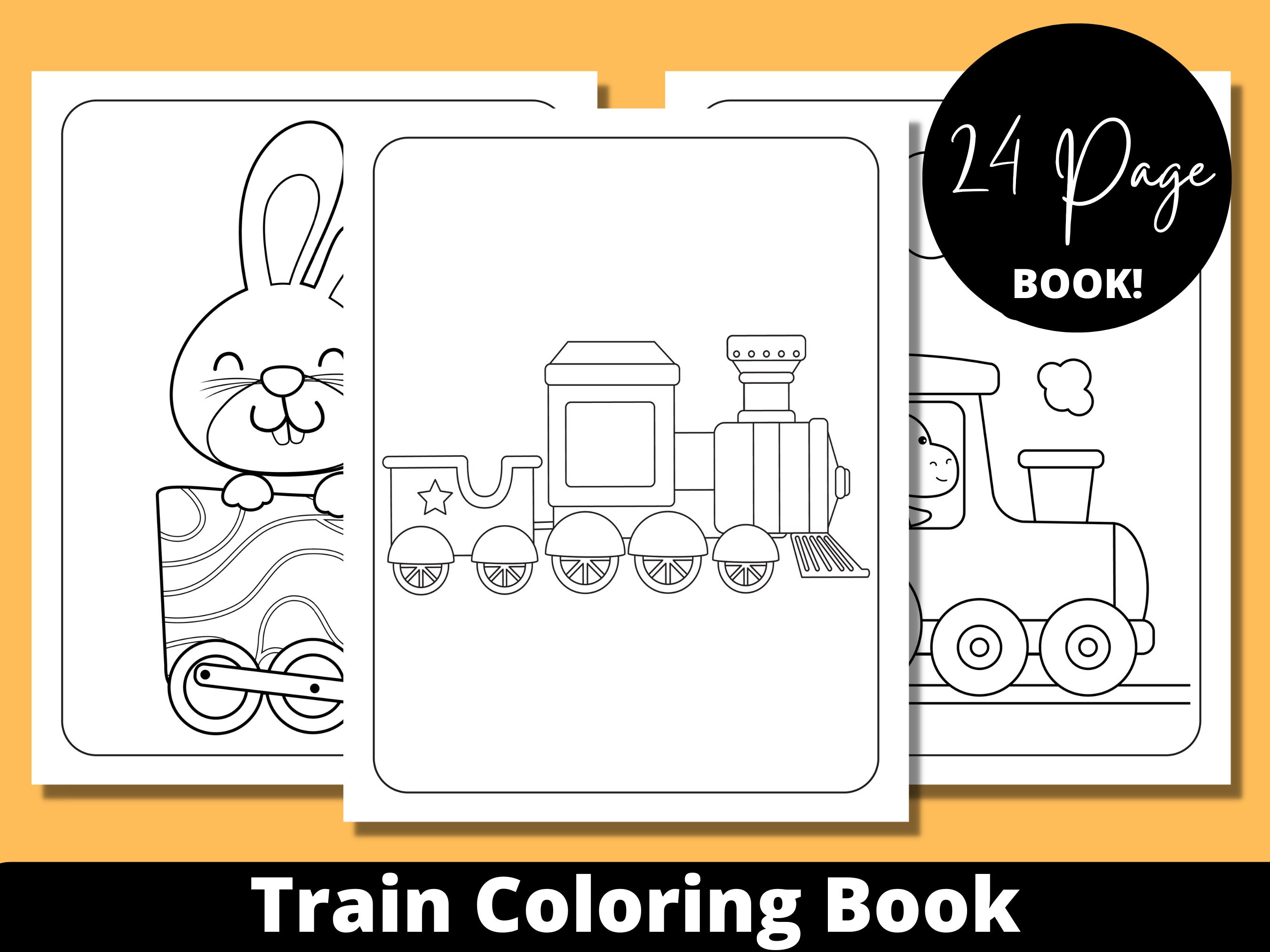 Train Coloring Book, Adult Coloring Book, Train Gifts, Custom Coloring ...