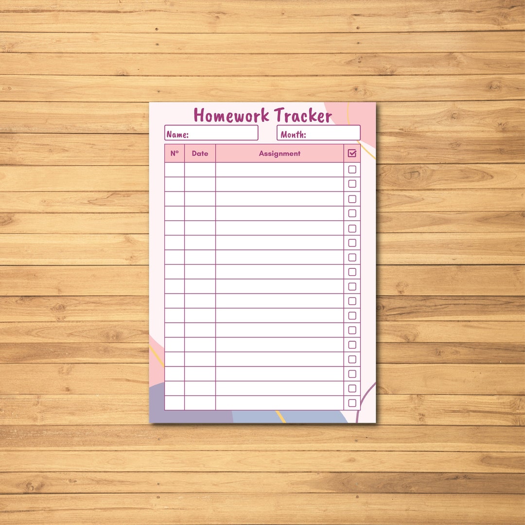 Homework Reminder Record Sheet, Digital Printable - Etsy