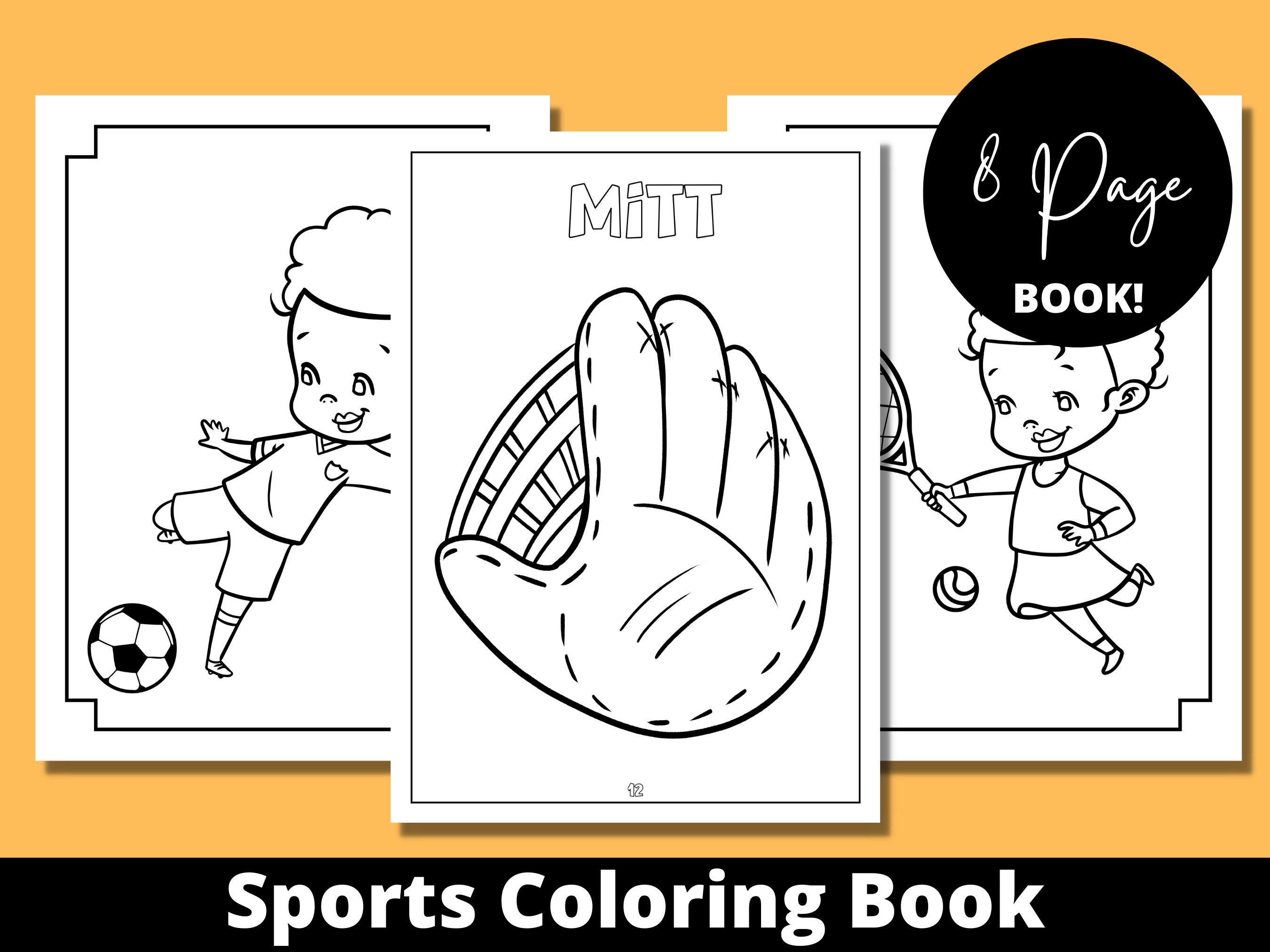 Sports Coloring Book, Adult Coloring Book, Sports Gifts, Custom ...