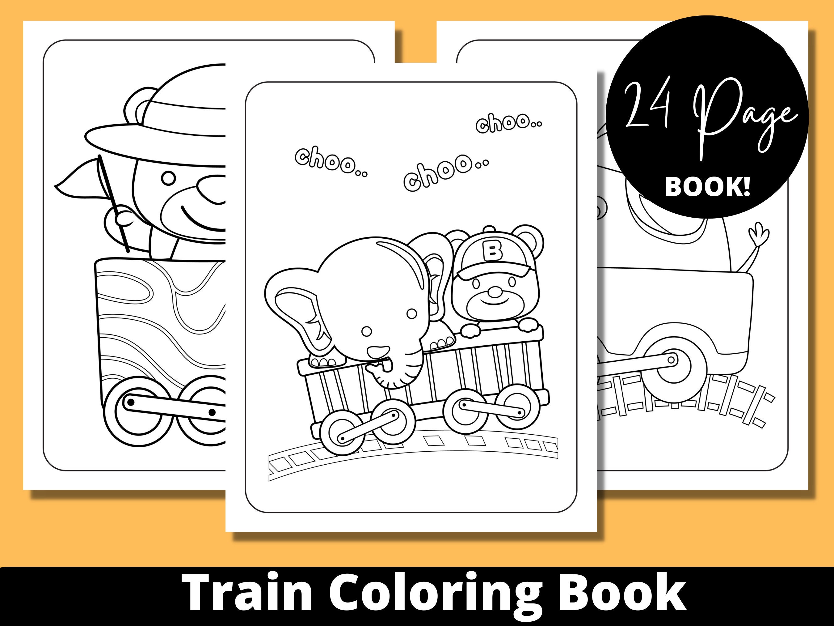 Train Coloring Book, Adult Coloring Book, Train Gifts, Custom Coloring ...