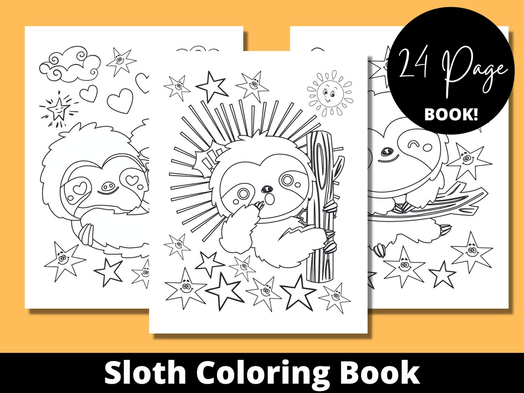 Sloth Coloring Book, Adult Coloring Book, Sloth Gifts, Custom Coloring ...