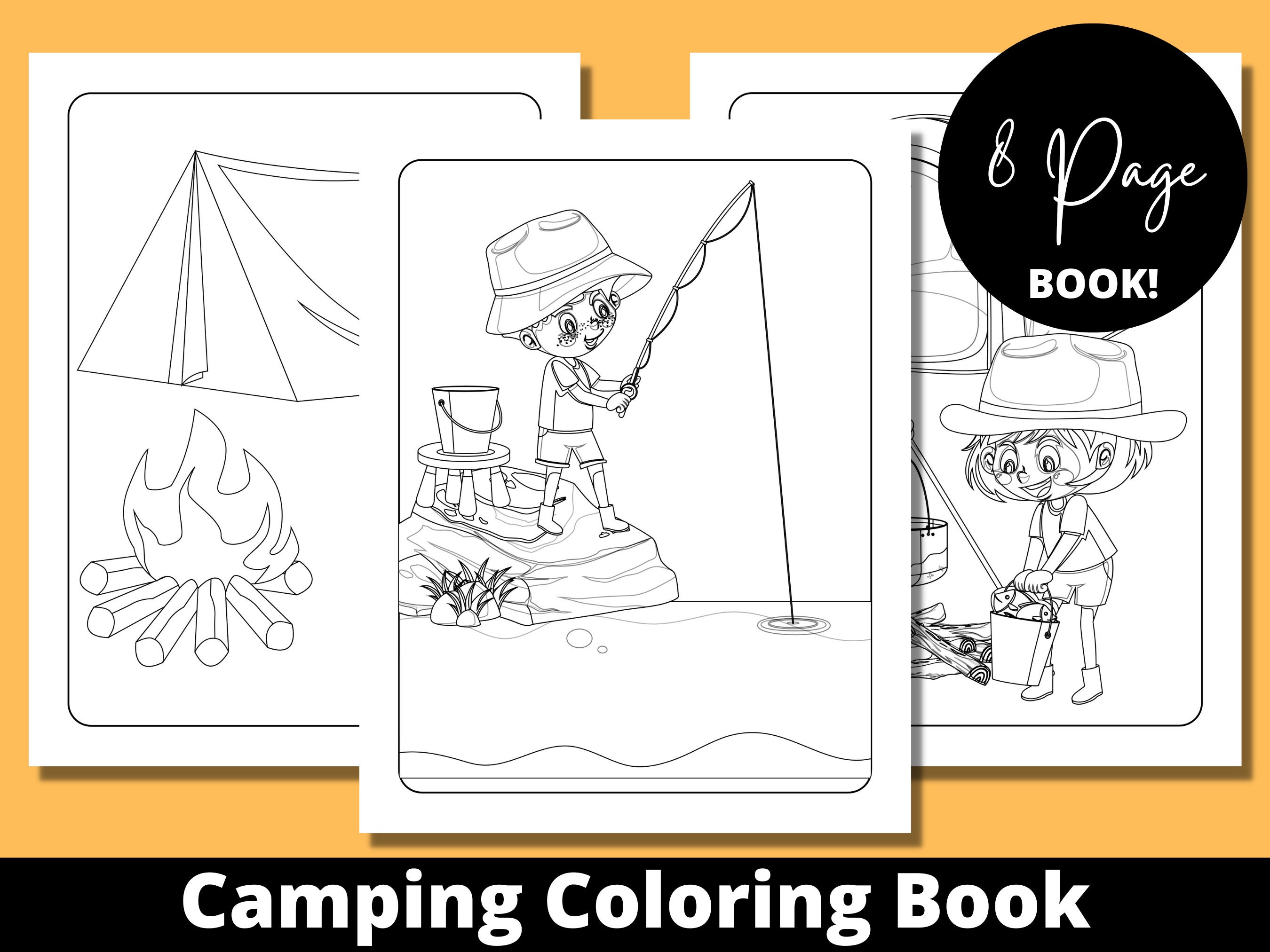 Camping Coloring Book, Adult Coloring Book, Camping Gifts, Custom ...