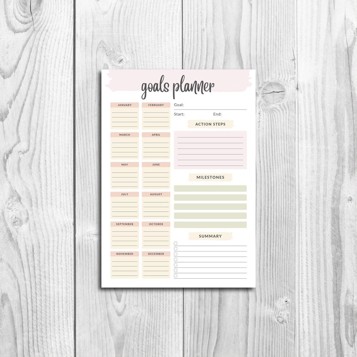 My Goals Planner Sheet, Digital Printable - Etsy