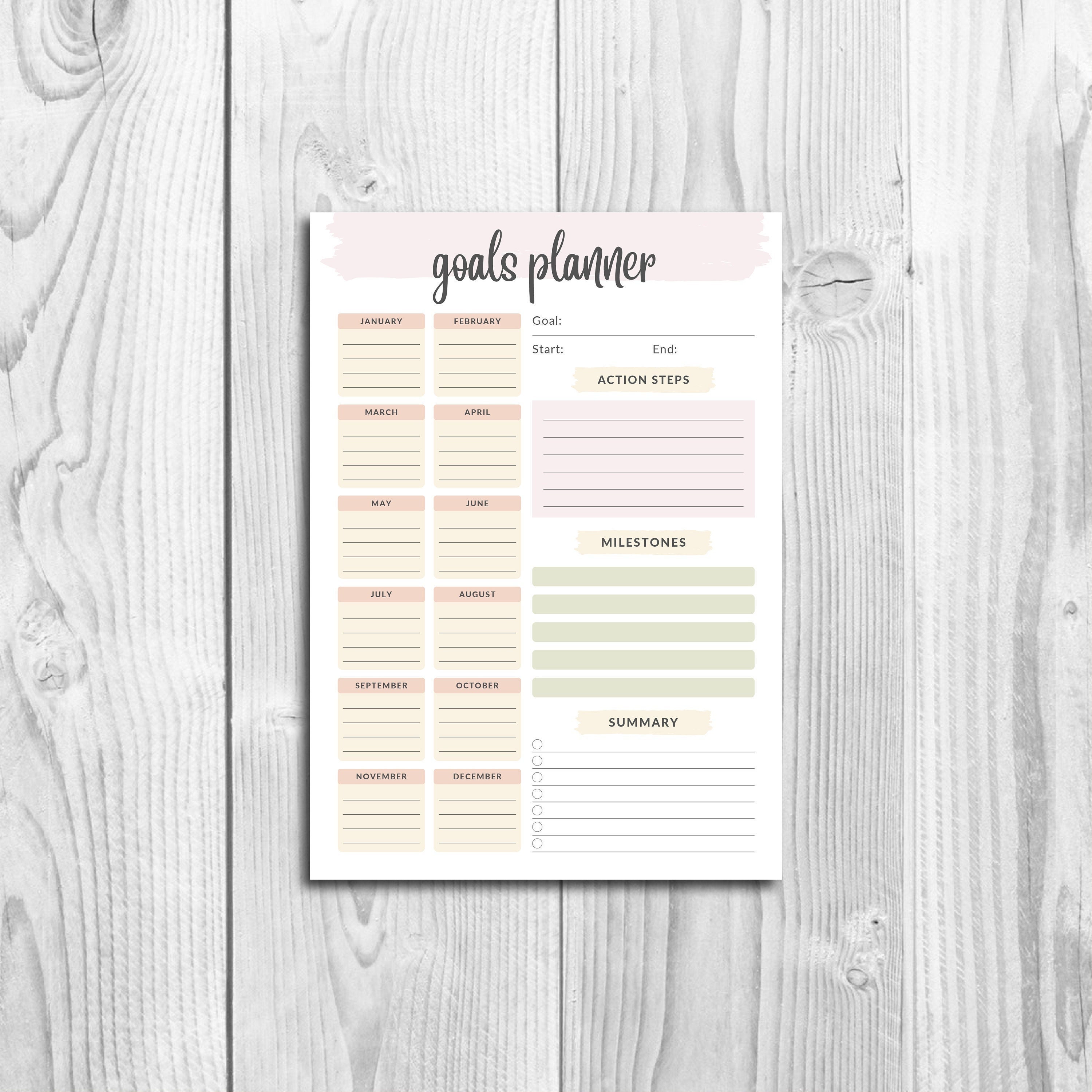 My Goals Planner Sheet, Digital Printable - Etsy