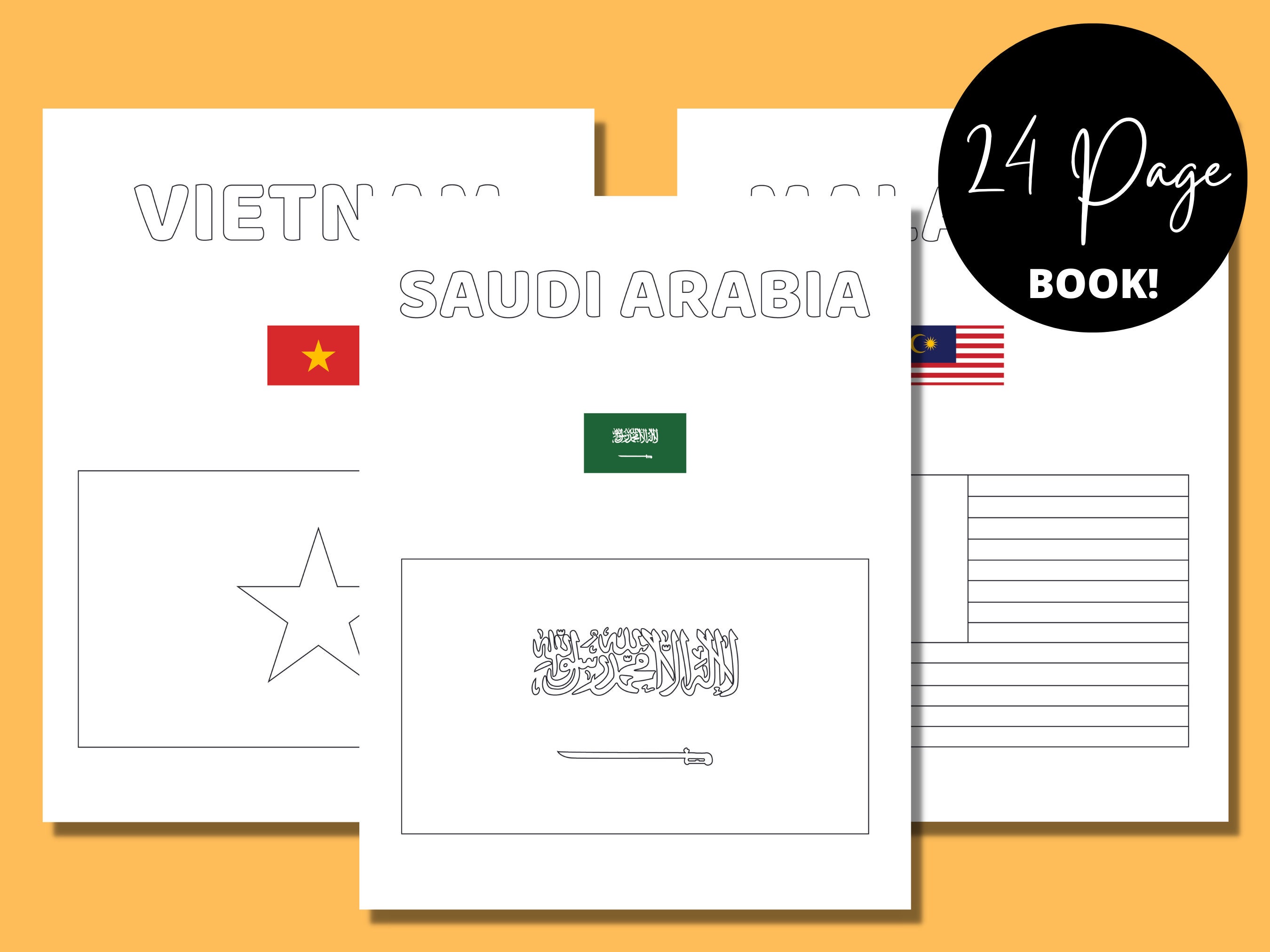 Flags Coloring Book, Adult Coloring Book, Flags Gifts, Custom Coloring ...