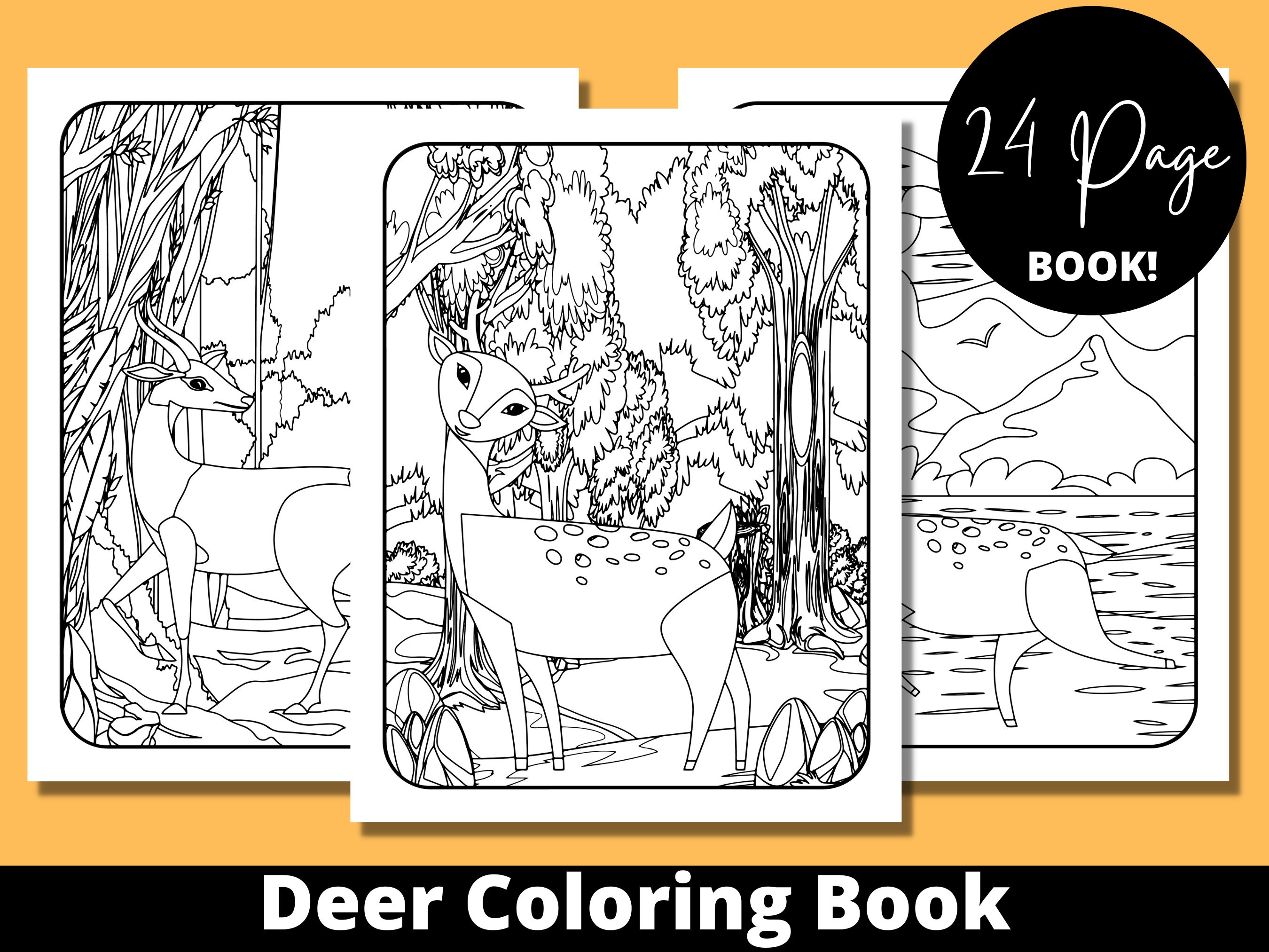 Deer Coloring Book Adult Coloring Book Deer Gifts Custom - Etsy