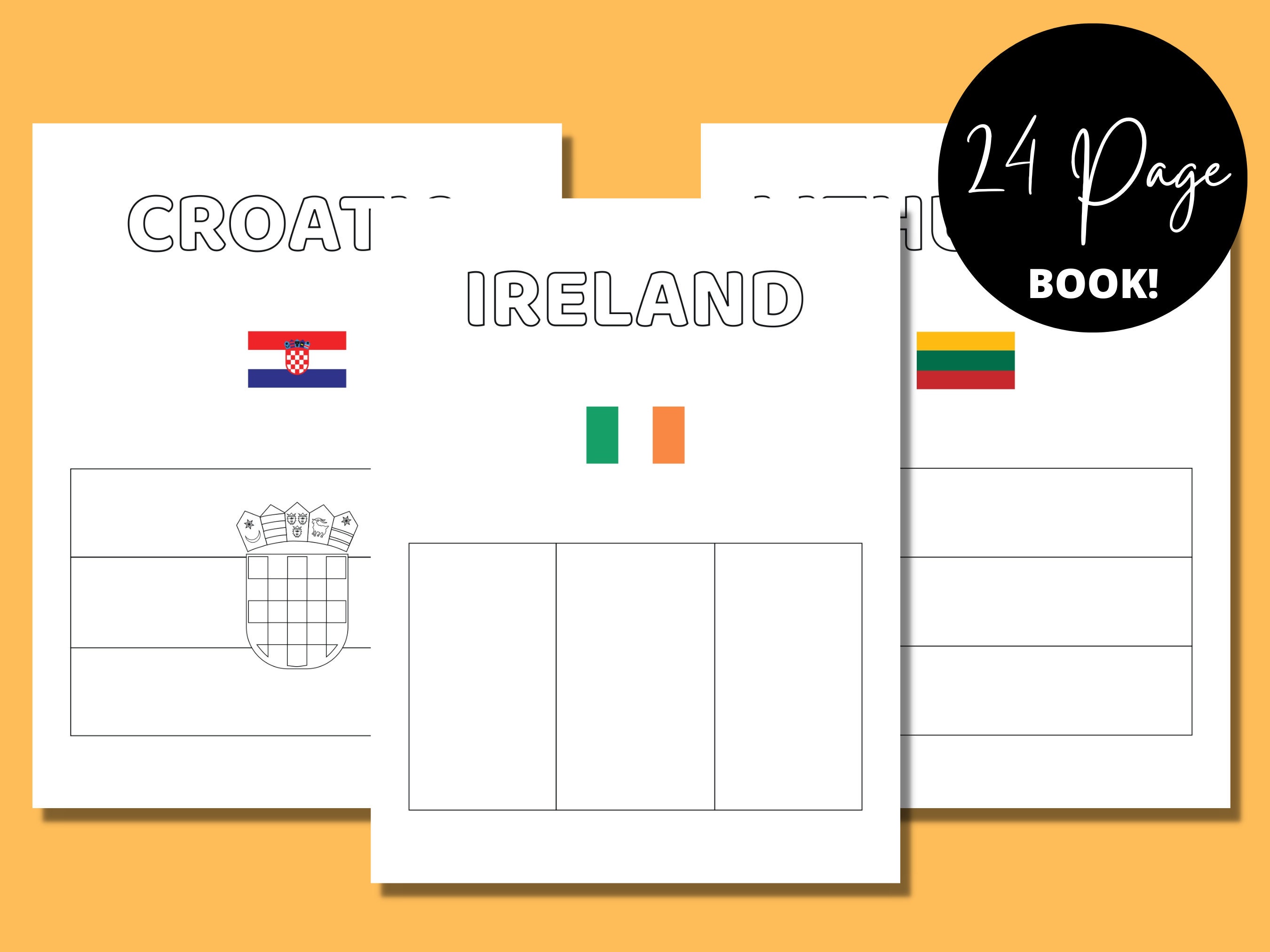 Flags Coloring Book, Adult Coloring Book, Flags Gifts, Custom Coloring ...