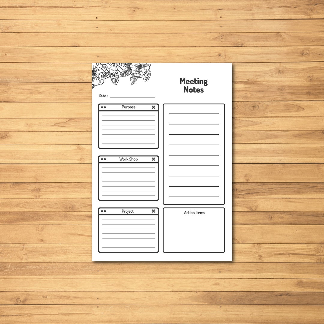 Meeting Notes Digital Printable - Etsy