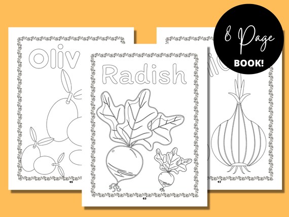 Vegetables Coloring Book Adult Coloring Book Vegetables - Etsy