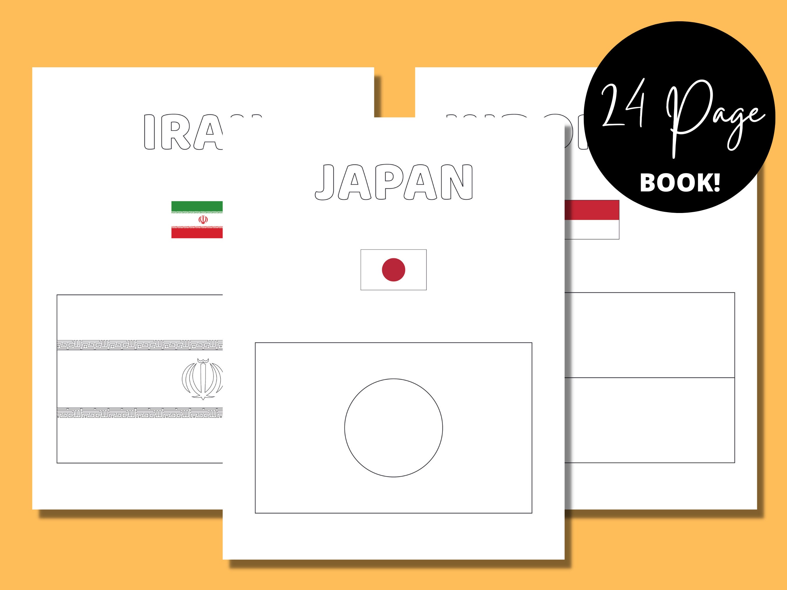 Flags Coloring Book, Adult Coloring Book, Flags Gifts, Custom Coloring ...