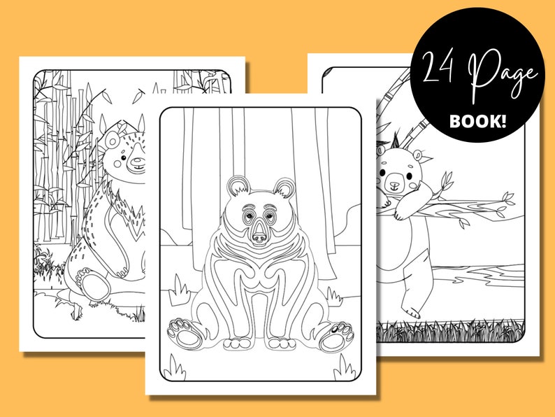 Bear Coloring Book, Adult Coloring Book, Bear Gifts, Custom Coloring ...