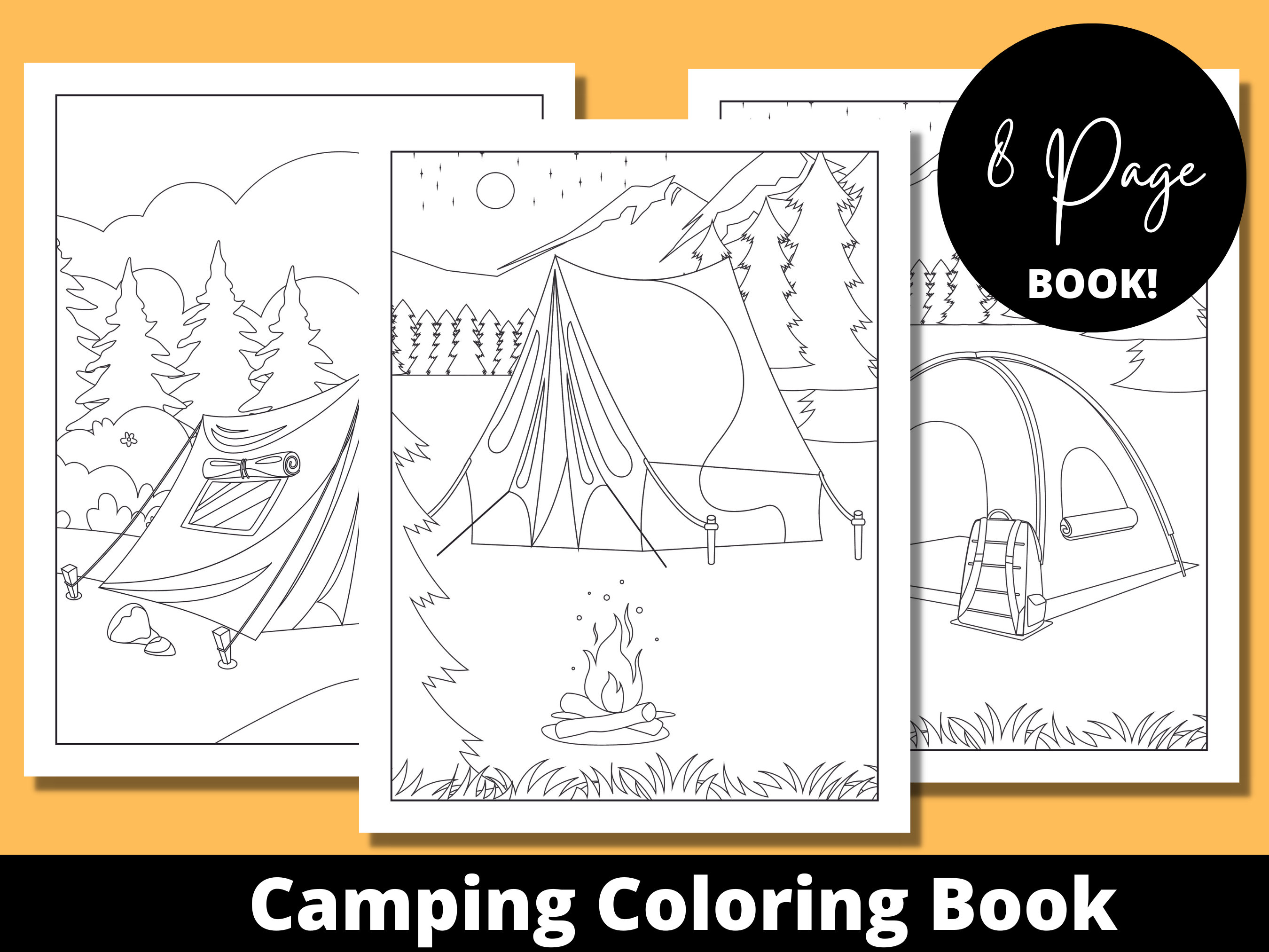 Camping Coloring Book, Adult Coloring Book, Camping Gifts, Custom ...