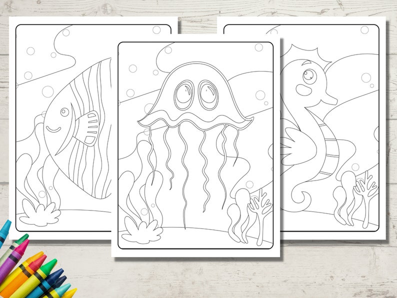 Sea Animal Coloring Book Adult Coloring Book Sea Animal - Etsy