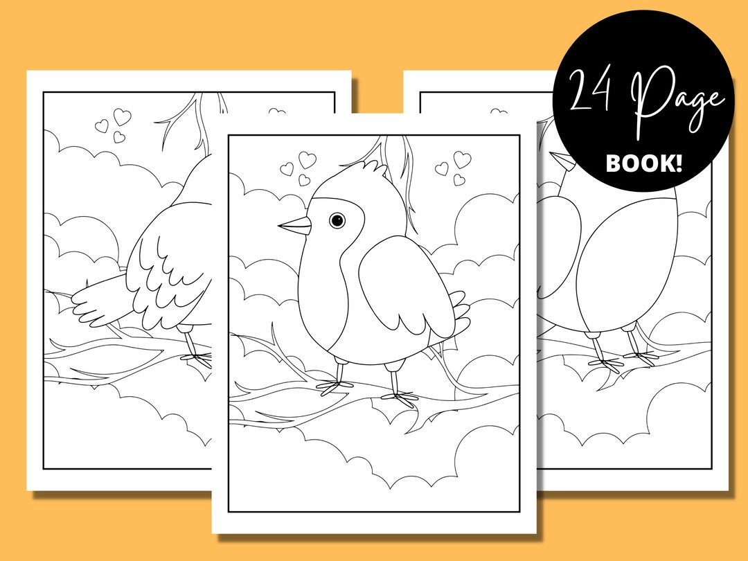 Birds Coloring Book, Adult Coloring Book, Birds Gifts, Custom Coloring ...