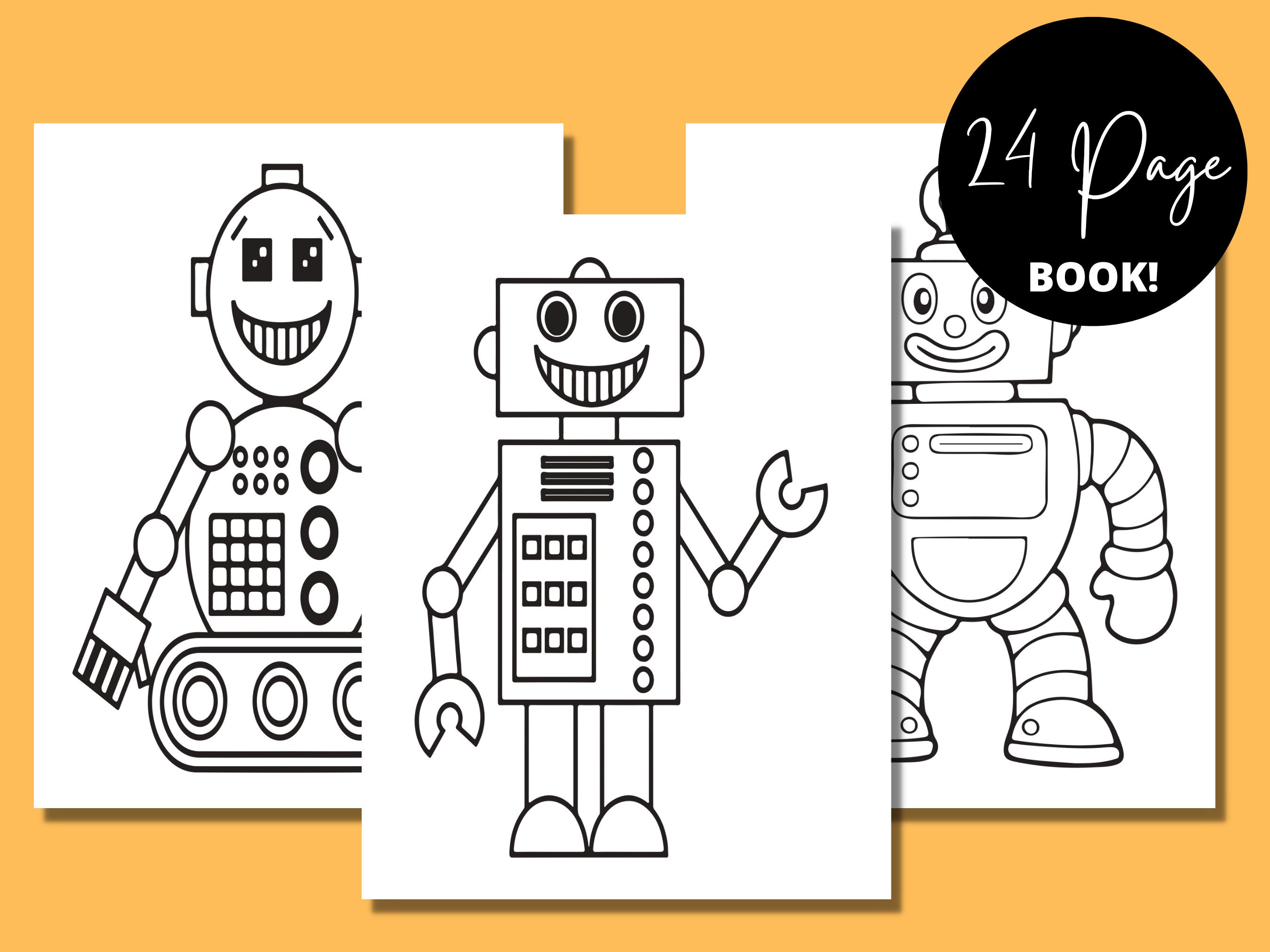 Robots Coloring Book, Adult Coloring Book, Robots Gifts, Custom ...