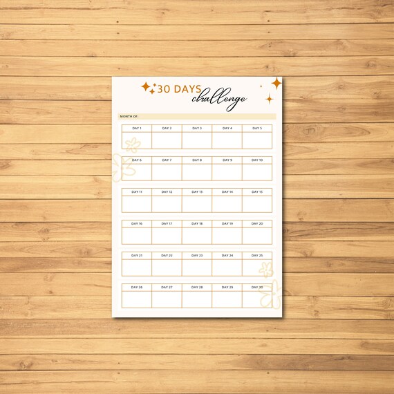 30 Day Challenge 30 Days Challenge Sheet Habit Tracker - Etsy