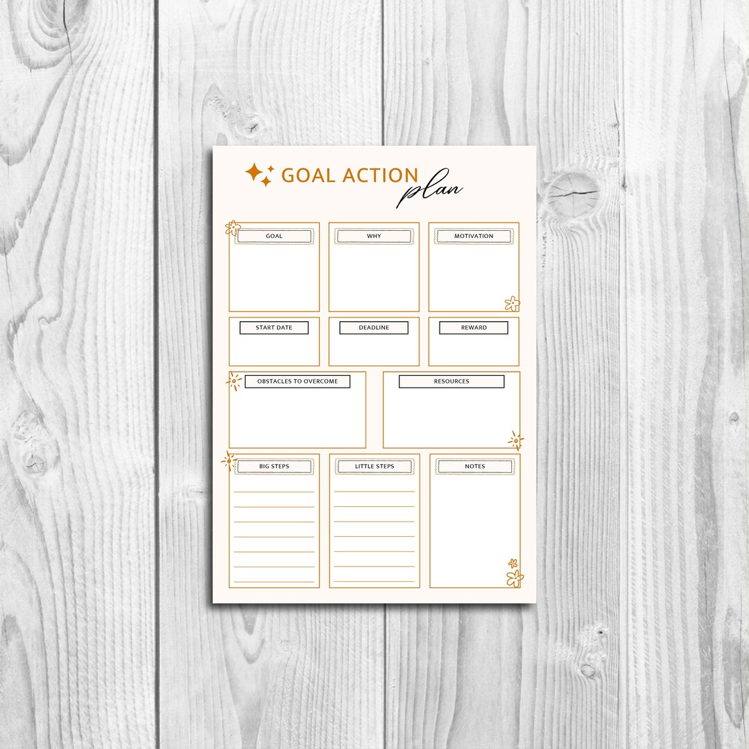 Goals Action Plan Sheet, Digital Printable - Etsy