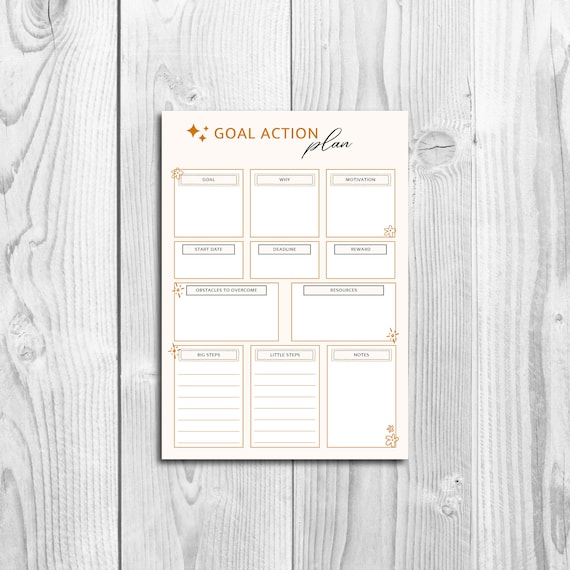 Goals Action Plan Sheet Digital Printable - Etsy