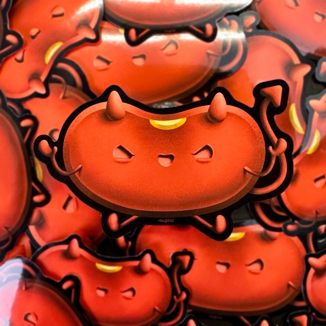 Devil Bean Sticker || Water Resistant || Adorable, Cute, Funny, Food ...
