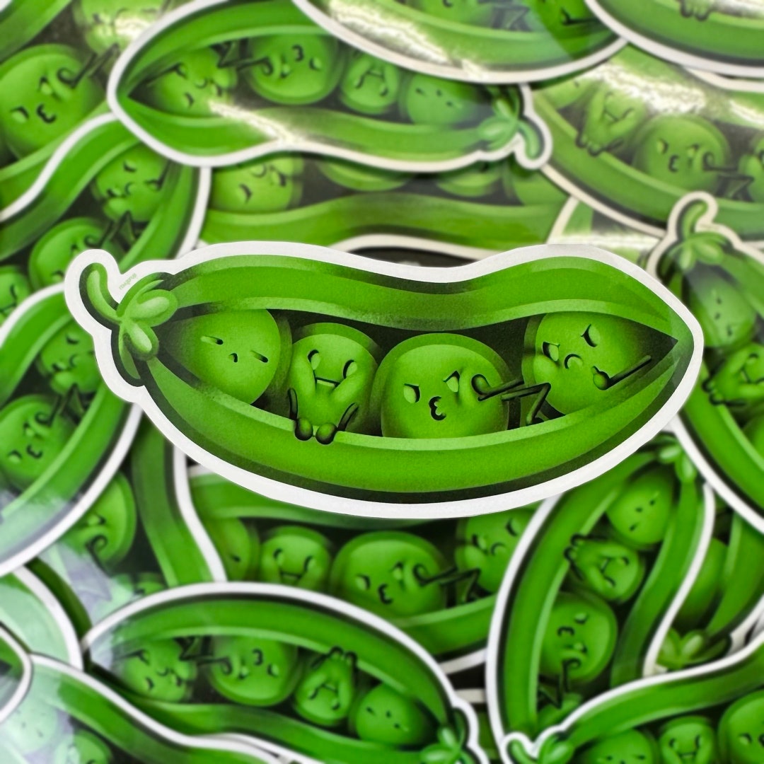 Peas Sticker || Water Resistant || Adorable, Cute, Funny, Food, Bean ...