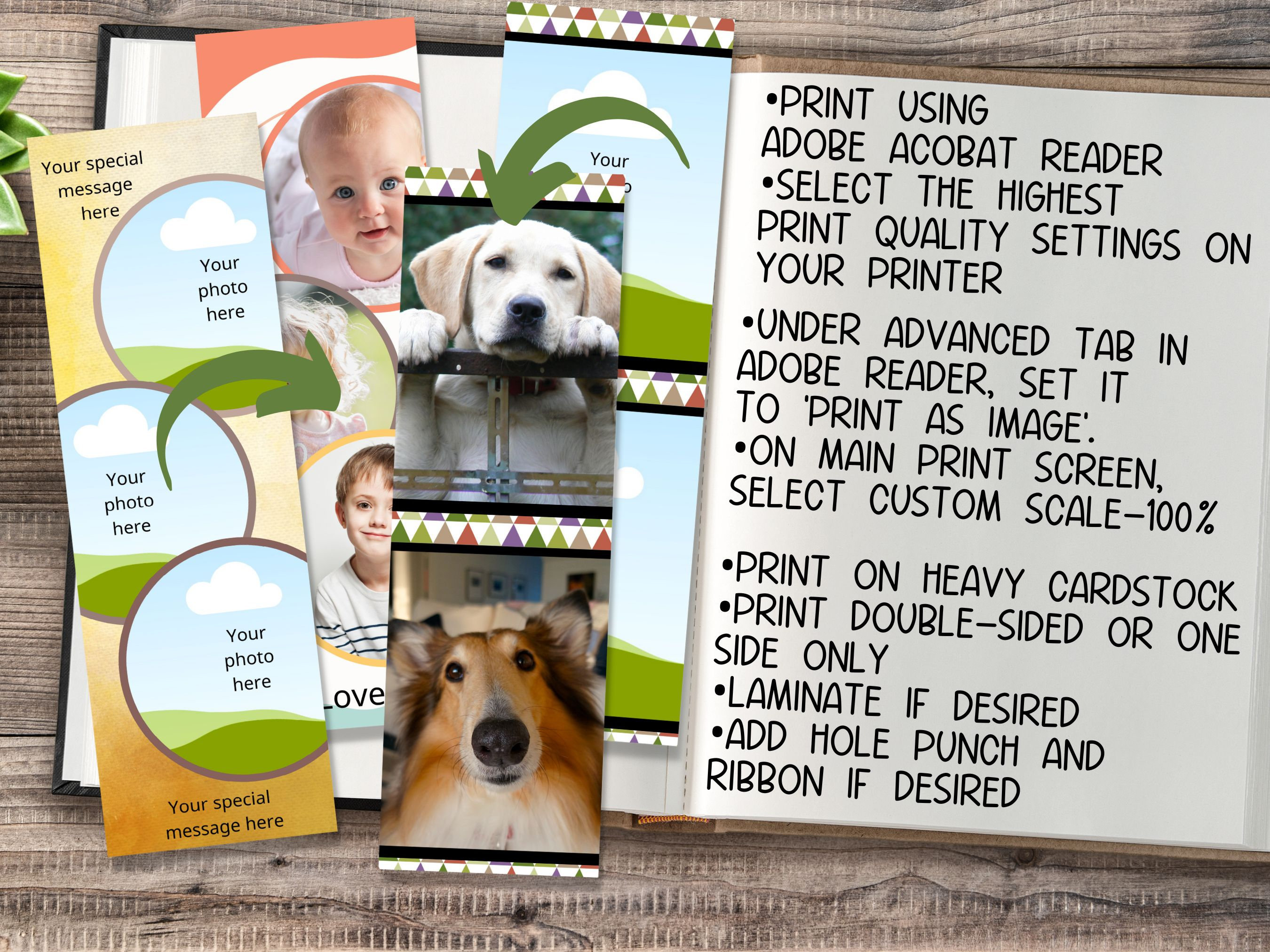 Photo Bookmark Template, DIY Printable Bookmark, Edit in Canva, Gift ...