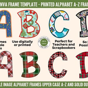 Canva Frame Alphabet Template A-Z | Upper Case Printed Font Fillable ...
