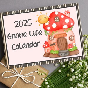 2025 Gnomes Desk Calendar Printable Cottagecore Monthly Desk Accessory ...
