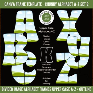 Canva Frame Divided Alphabet Template A-Z | Upper Case Chunky Font ...