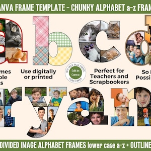 Chunky Font Canva Frame Alphabet Template: Divided Letters, Upper ...