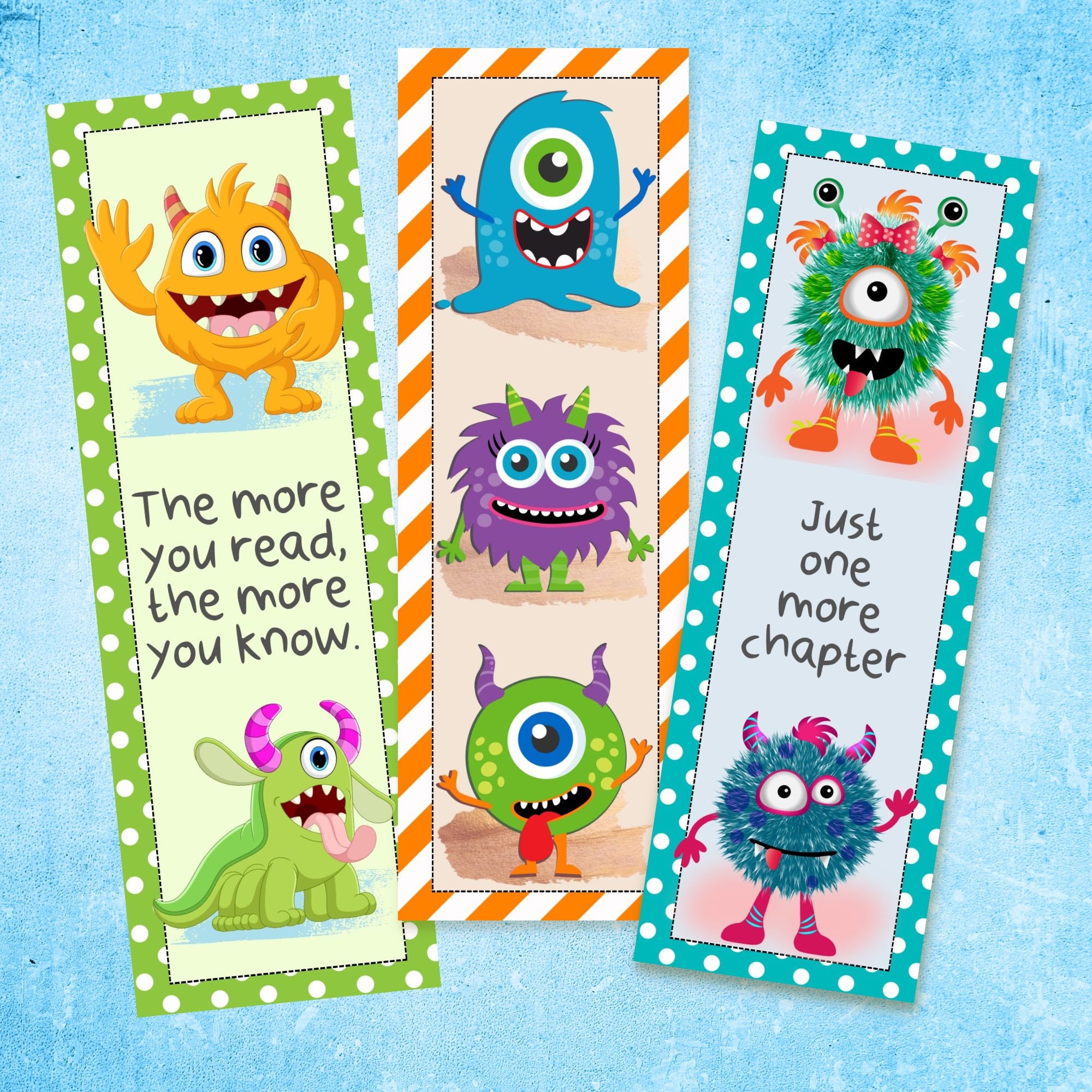 Kids Monster Bookmarks: Printable Reading Gift or Reward (digital ...