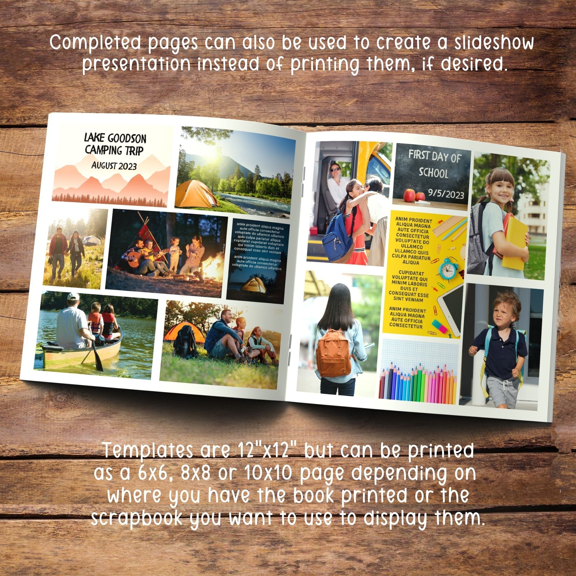 Photo Collage 12x12 Scrapbook Templates PSD Bundle Square Corner ...