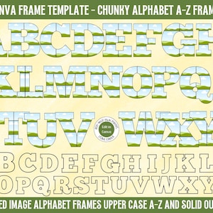 Canva Frame Chunky Font Alphabet: Uppercase A-Z Divided Letter Fillable ...