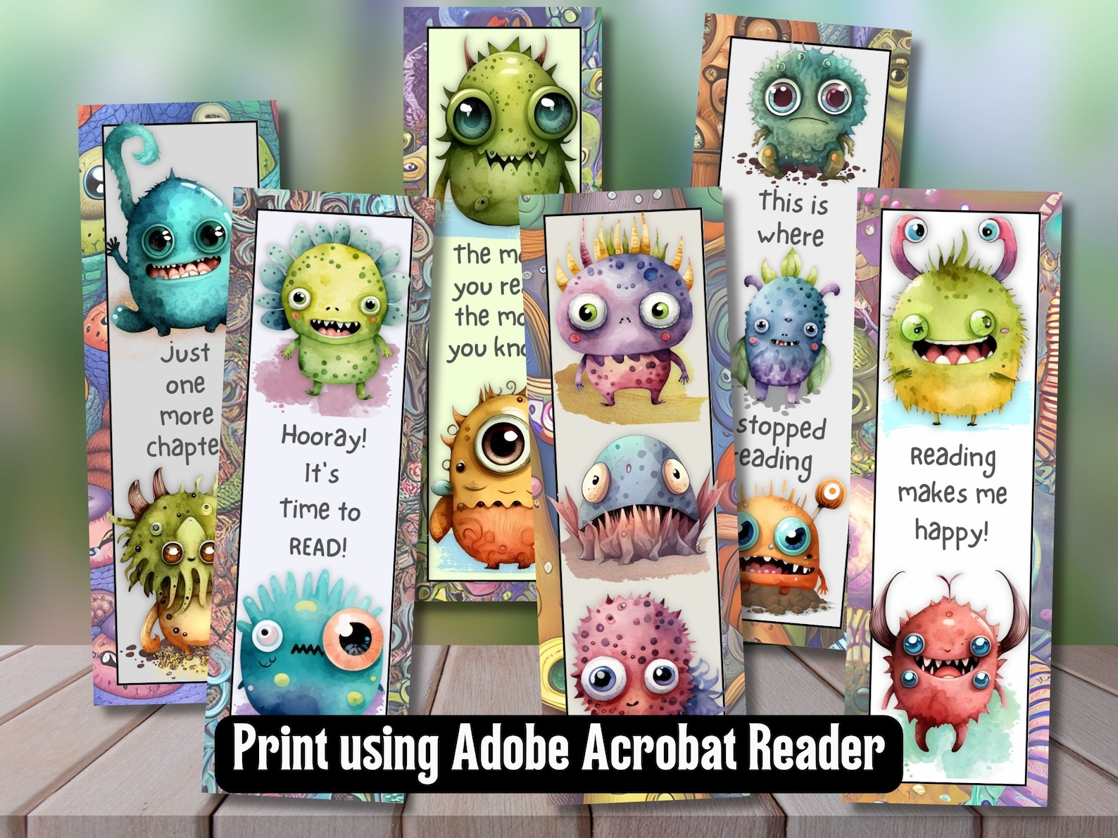Monsters Bookmarks Set of 6 Printable PDF | Cute Bookmark for Kid ...