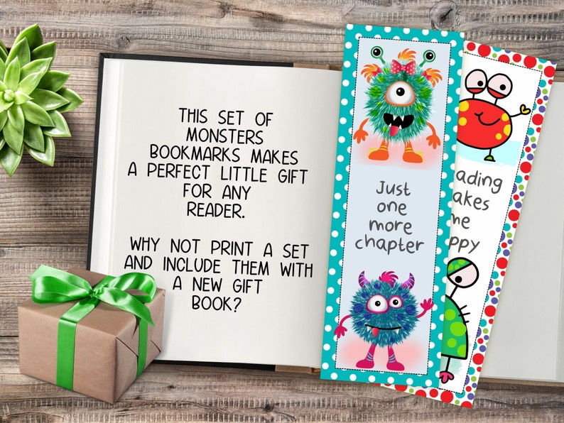 Kids Monster Bookmarks: Printable Reading Gift or Reward (digital ...