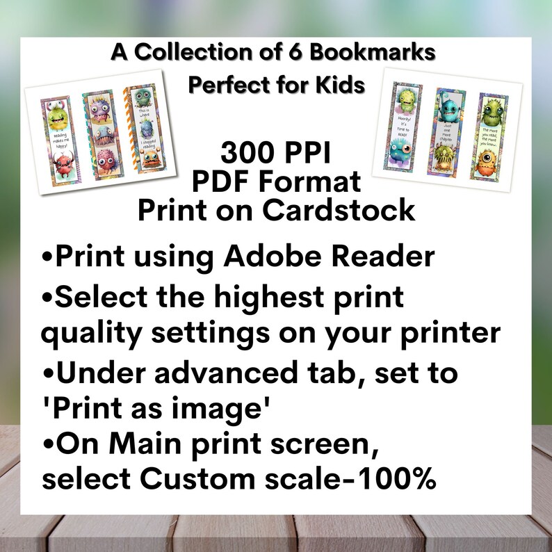Monsters Bookmarks Set of 6 Printable PDF | Cute Bookmark for Kid ...
