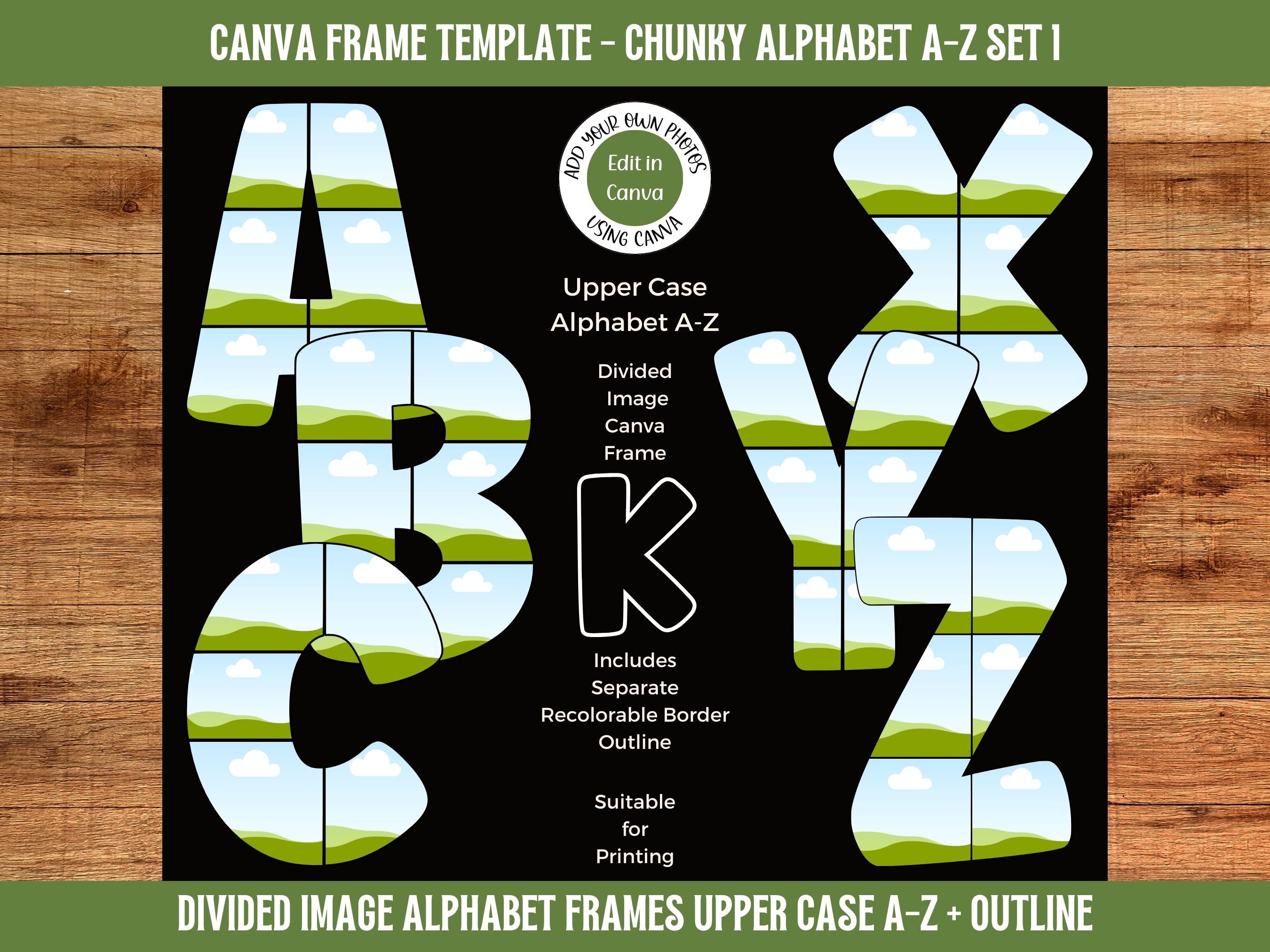 Canva Frame Divided Alphabet Template A-Z Upper Case Chunky Font ...