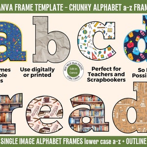 Canva Frame Alphabet Template A-z | Lower Case Chunky Font Fillable ...