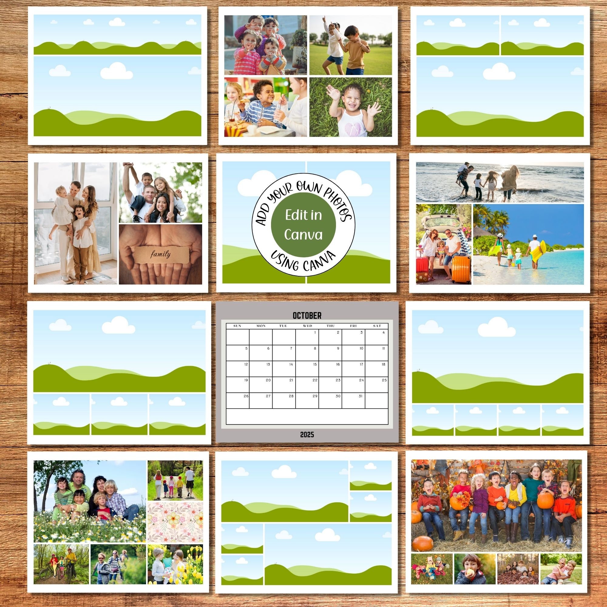 2025 Photo Collage Wall Calendar Template for Canva (digital Download ...