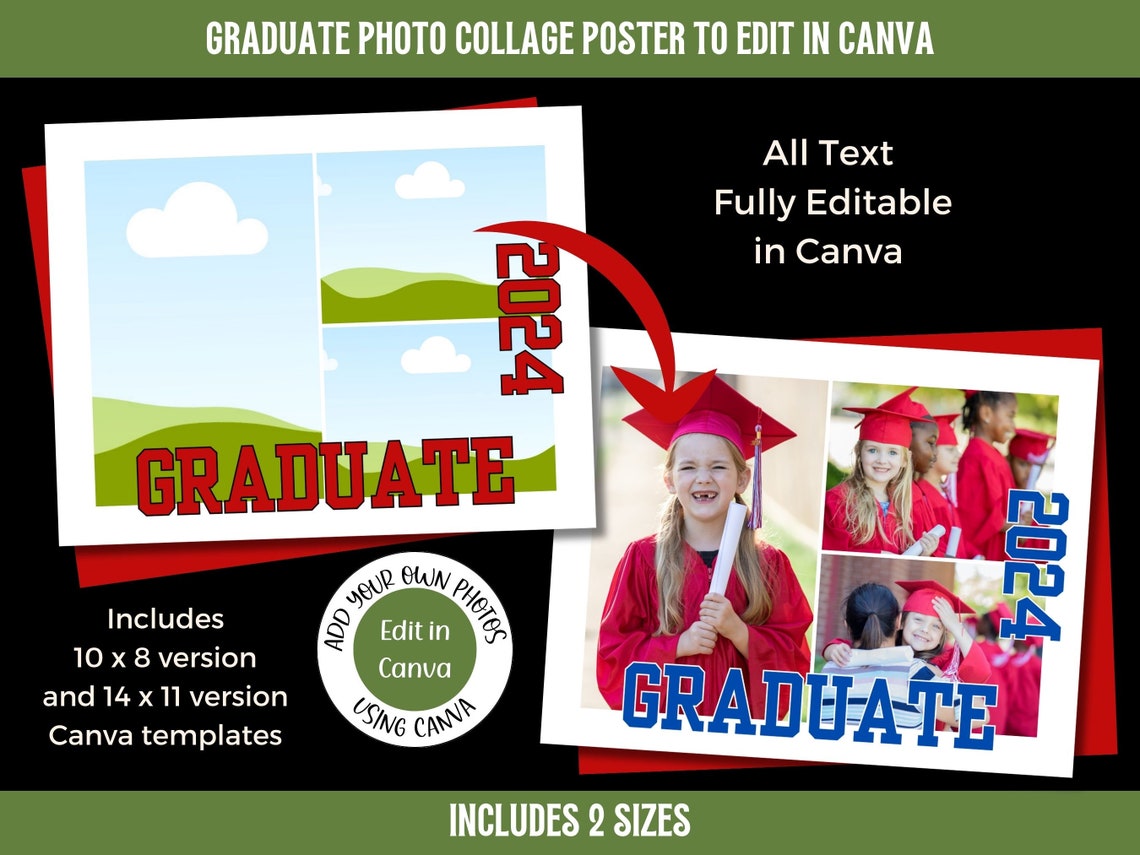 Graduate Photo Collage Canva Frame Template | Printable Graduation ...