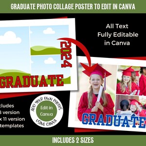 Graduate Photo Collage Canva Frame Template | Printable Graduation ...