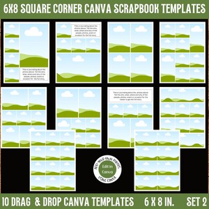 Photo Collage 6x8 Canva Scrapbook Templates Set 2 | Square Corner ...