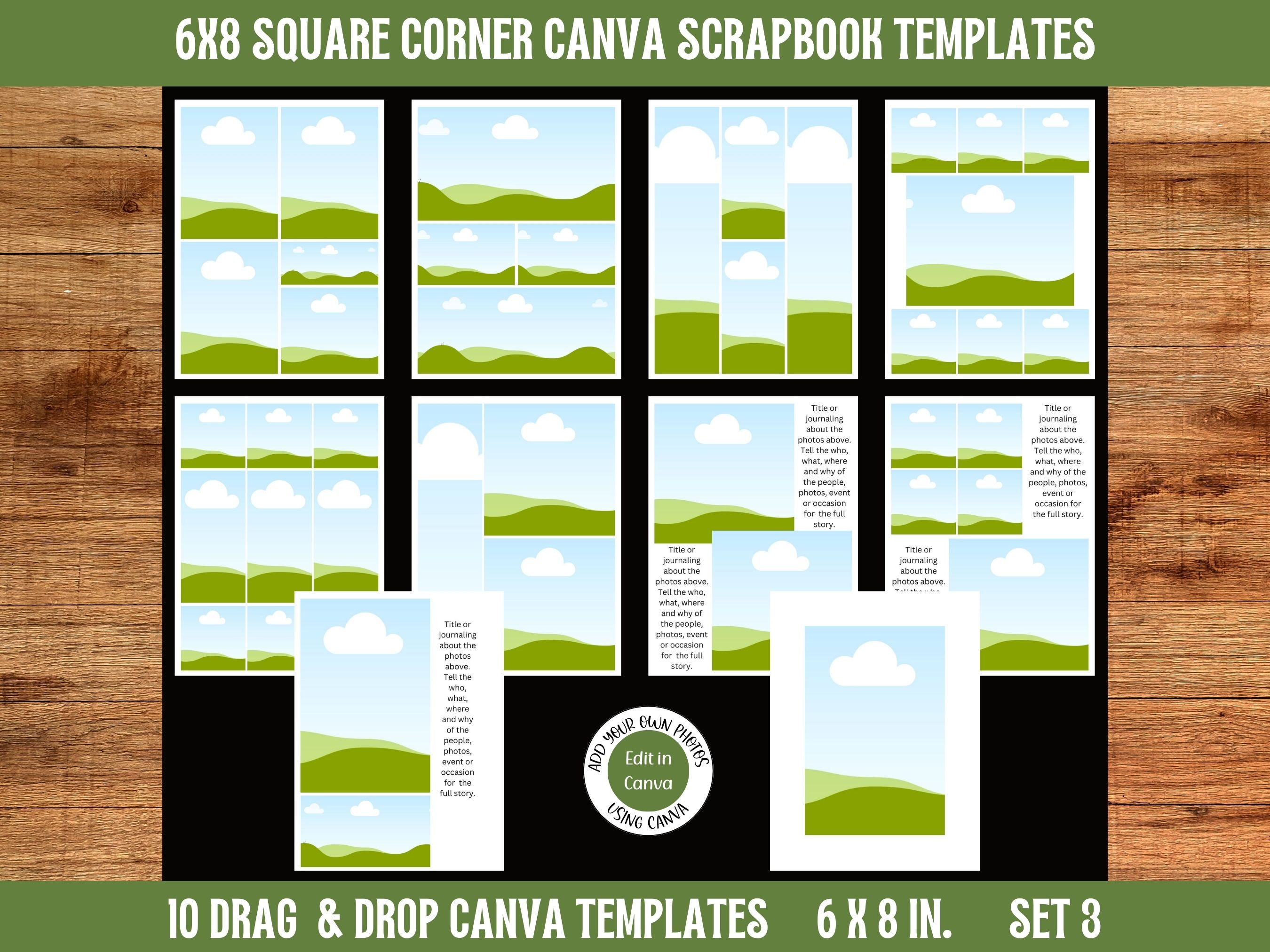 Photo Collage 6x8 Canva Scrapbook Templates Bundle Square Corner ...