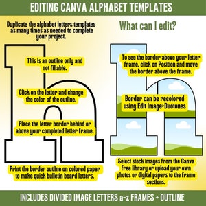 Chunky Font Canva Frame Alphabet Template: Divided Letters, Upper ...