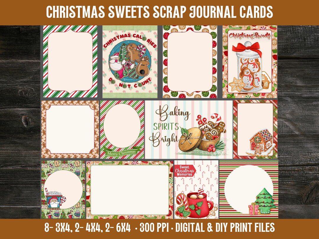Christmas Sweets Pocket Scrapbooking Journal Cards | Planner Journaling ...
