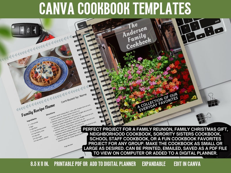 Canva Cookbook Template: Family Recipe Book Fully Editable (digital PDF ...