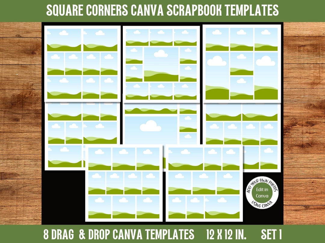 Canva Scrapbook Templates: 12x12 Photo Collage Pocket Scrapping Layout ...