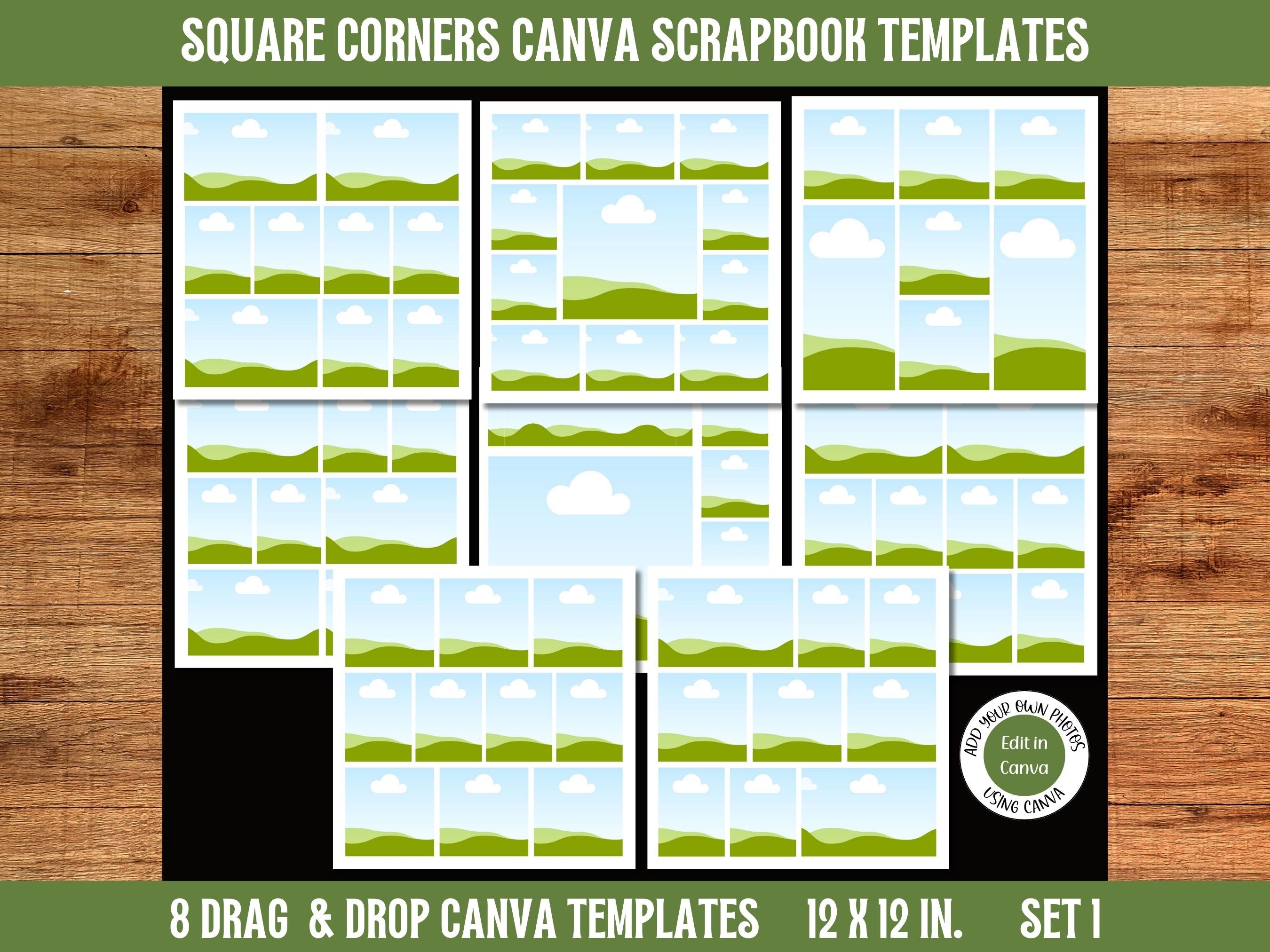 Canva Scrapbook Templates: 12x12 Photo Collage Pocket Scrapping Layout ...