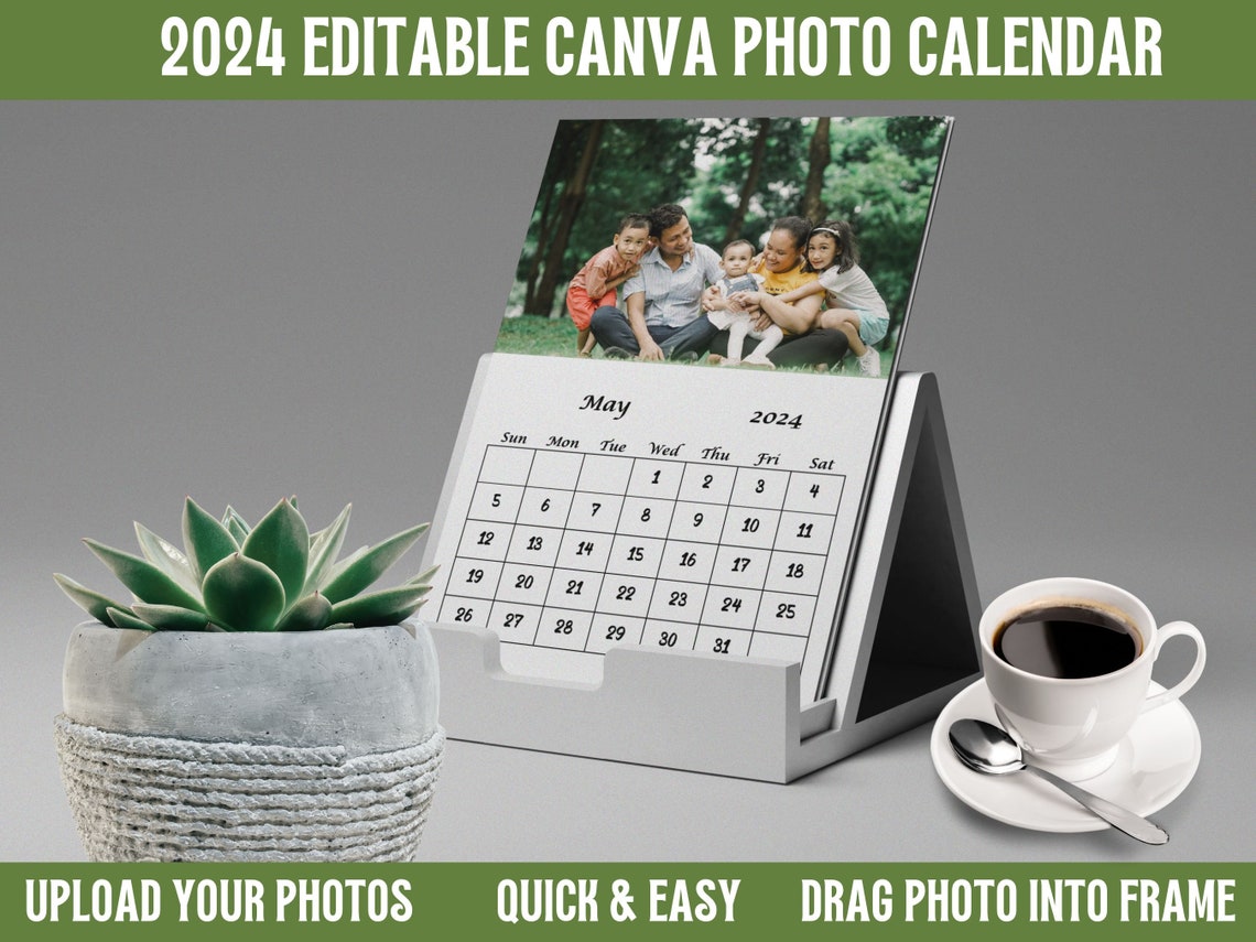 DIY Photo Calendar Template, 2024 Canva Calendar, Add Own Photos Canva ...
