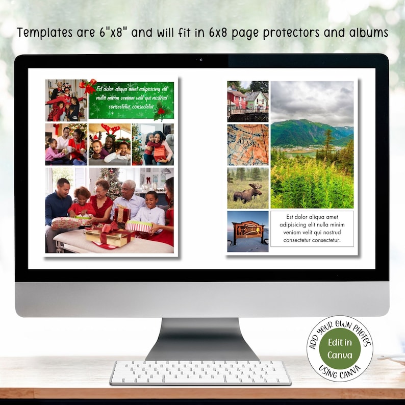 Photo Collage 6x8 Canva Scrapbook Templates Set 2 | Square Corner ...